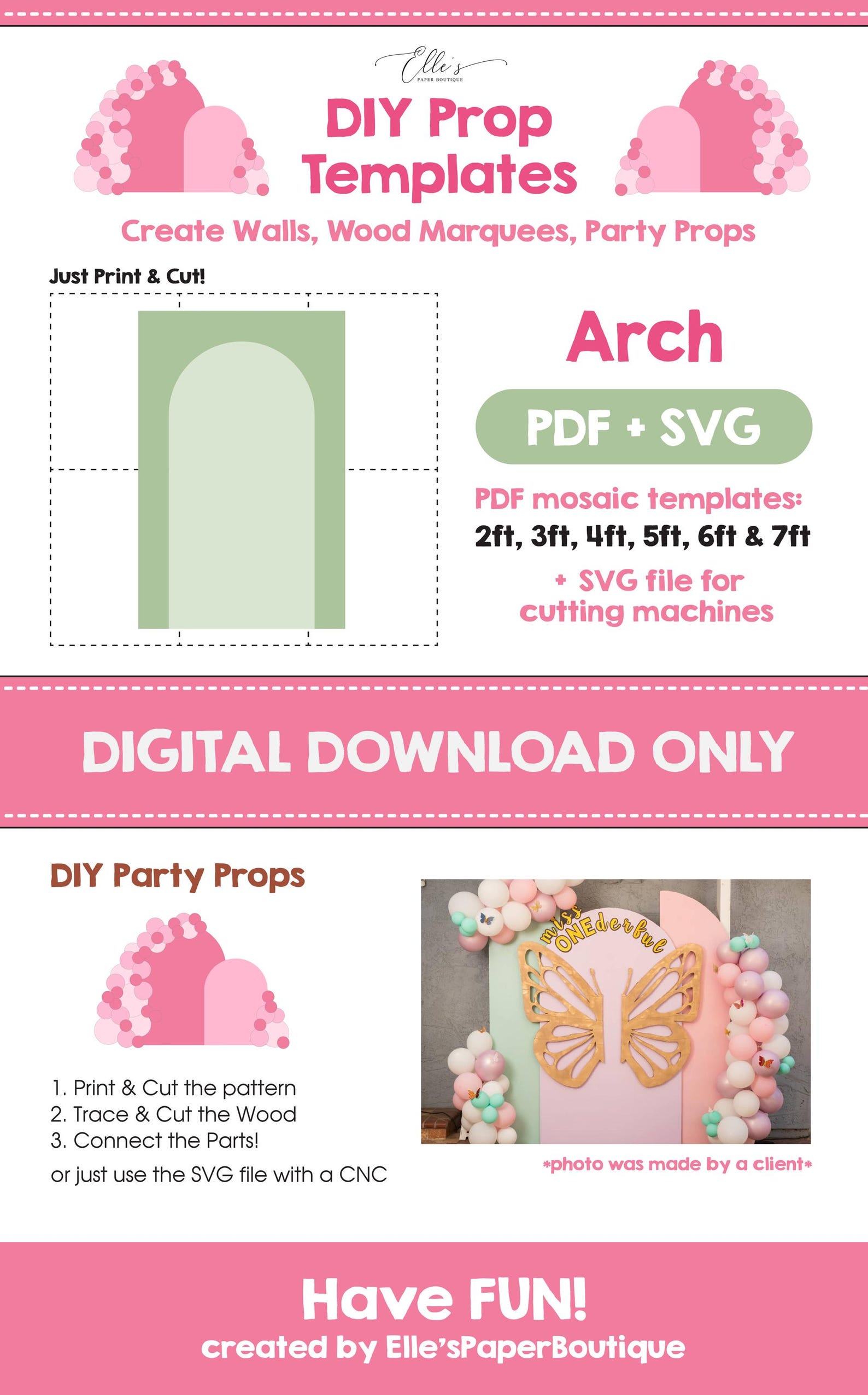 Arch SVG Cut File Chiara Wall Backdrop Template CNC Square Arch Mosaic ...