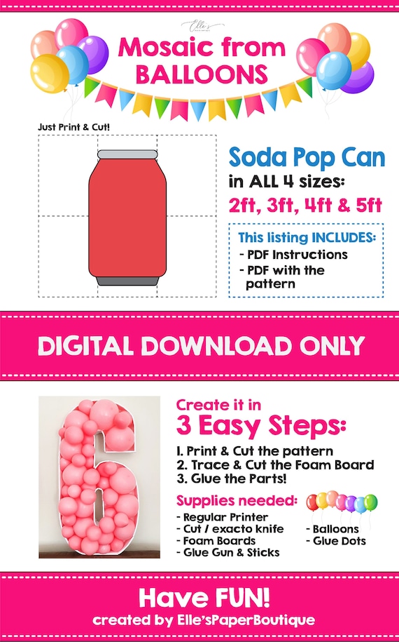 Soda Pop Can Mosaic Template Party Can Mosaic From Balloons - Etsy