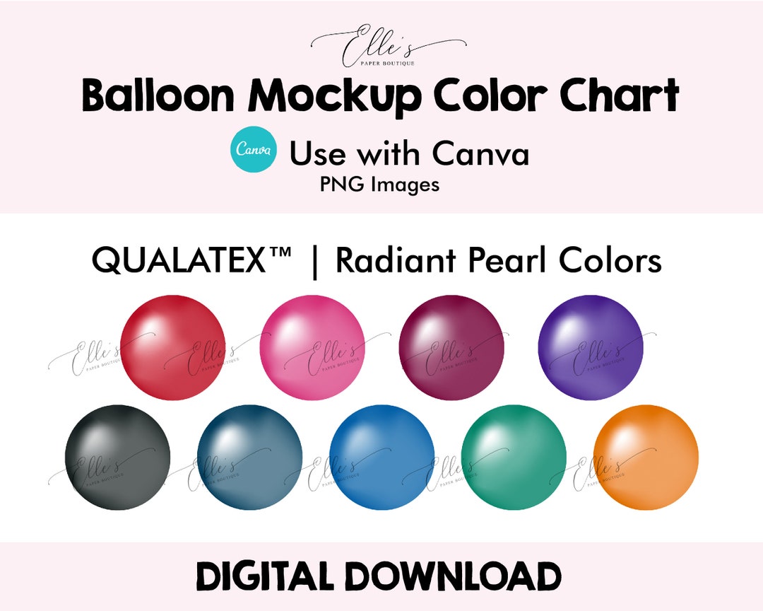 Qualatex Radiant Pearl Colors, Balloon Mockup Color Chart, Balloon ...