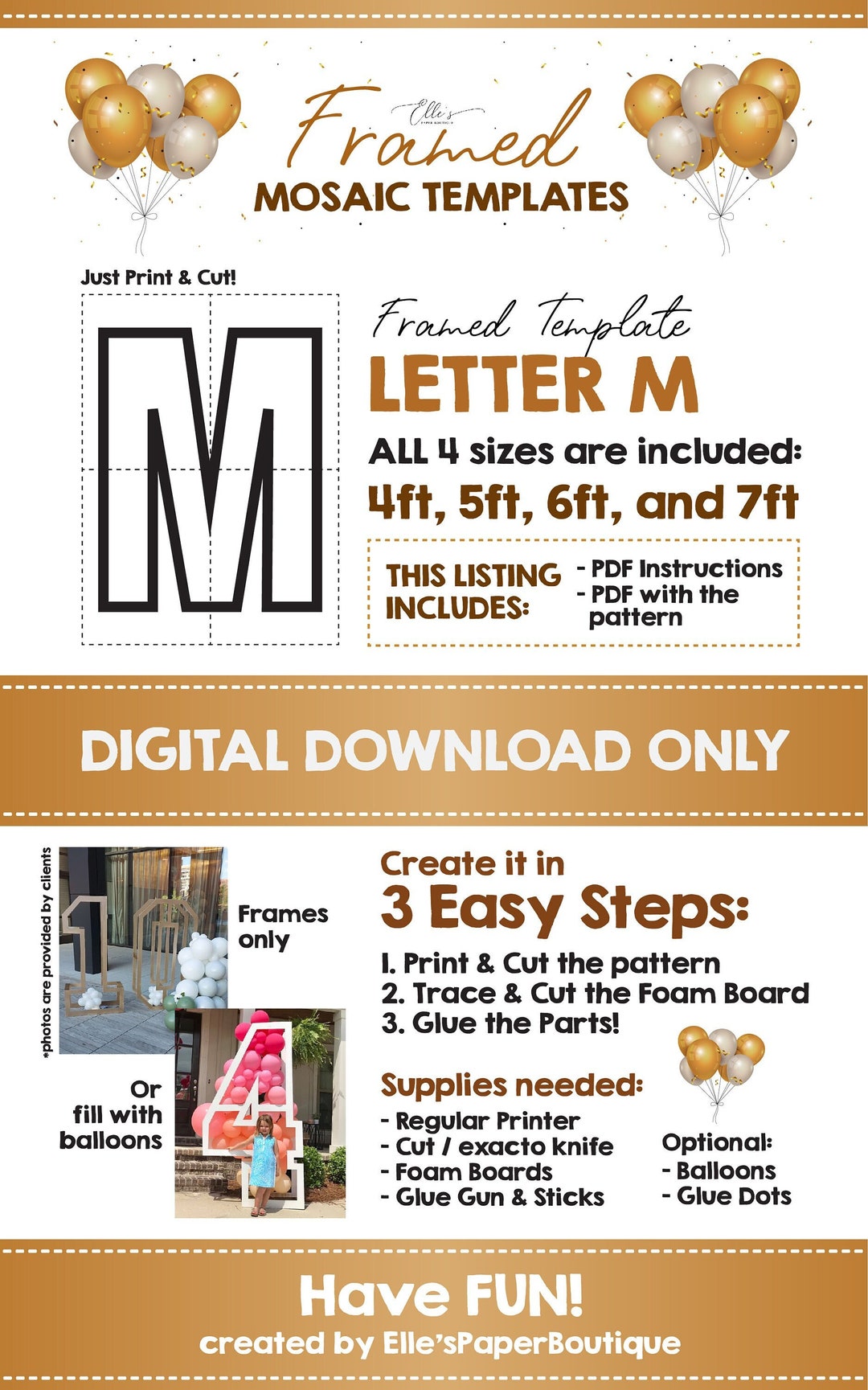 Framed Mosaic Template, Frame Letter M, Mosaic Letter M, Framed Letters ...