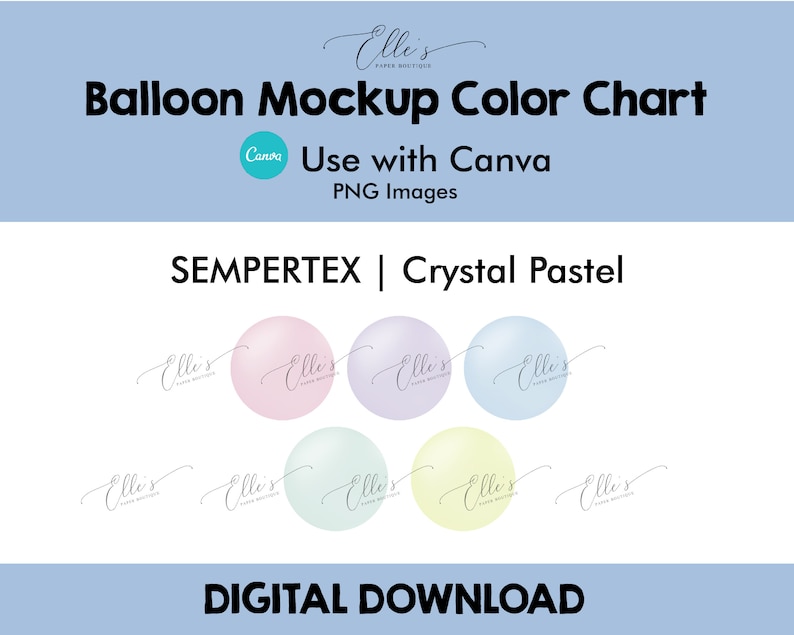 Sempertex Crystal Pastel Colors Balloon Mockup Color Chart - Etsy