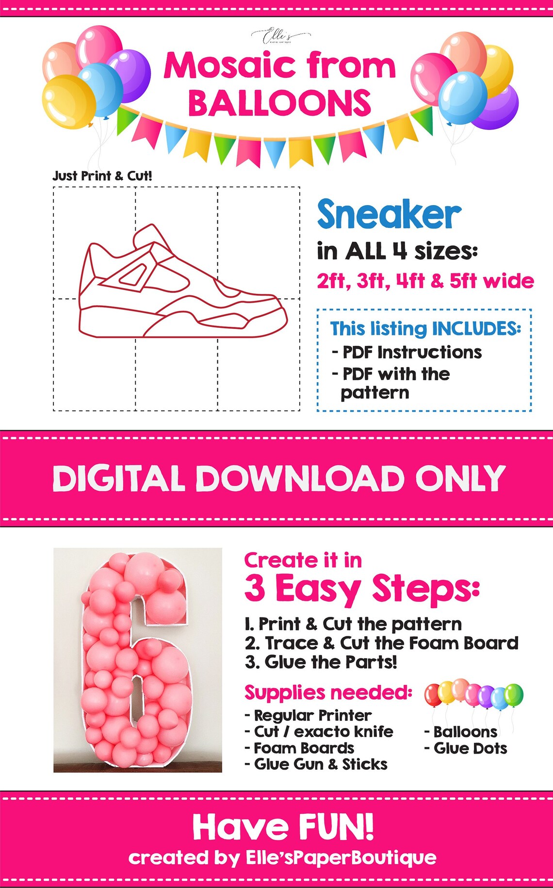 Sneaker From Balloons Shoe Mosaic From Balloons Decor Ideas - Etsy
