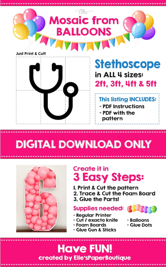 Stethoscope From Balloons Stethoscope Mosaic From Balloons | Etsy