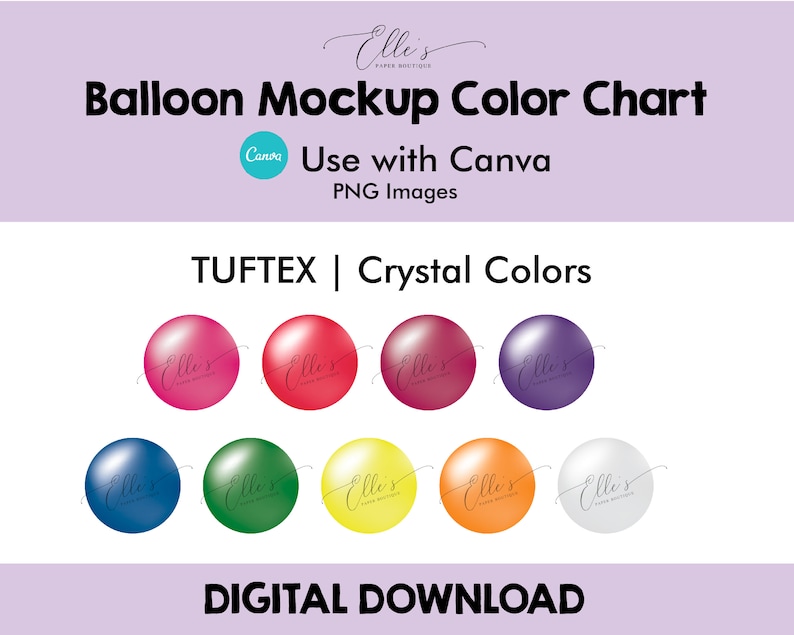 Tuftex Crystal Balloon Colors Balloon Mockup Color Chart - Etsy