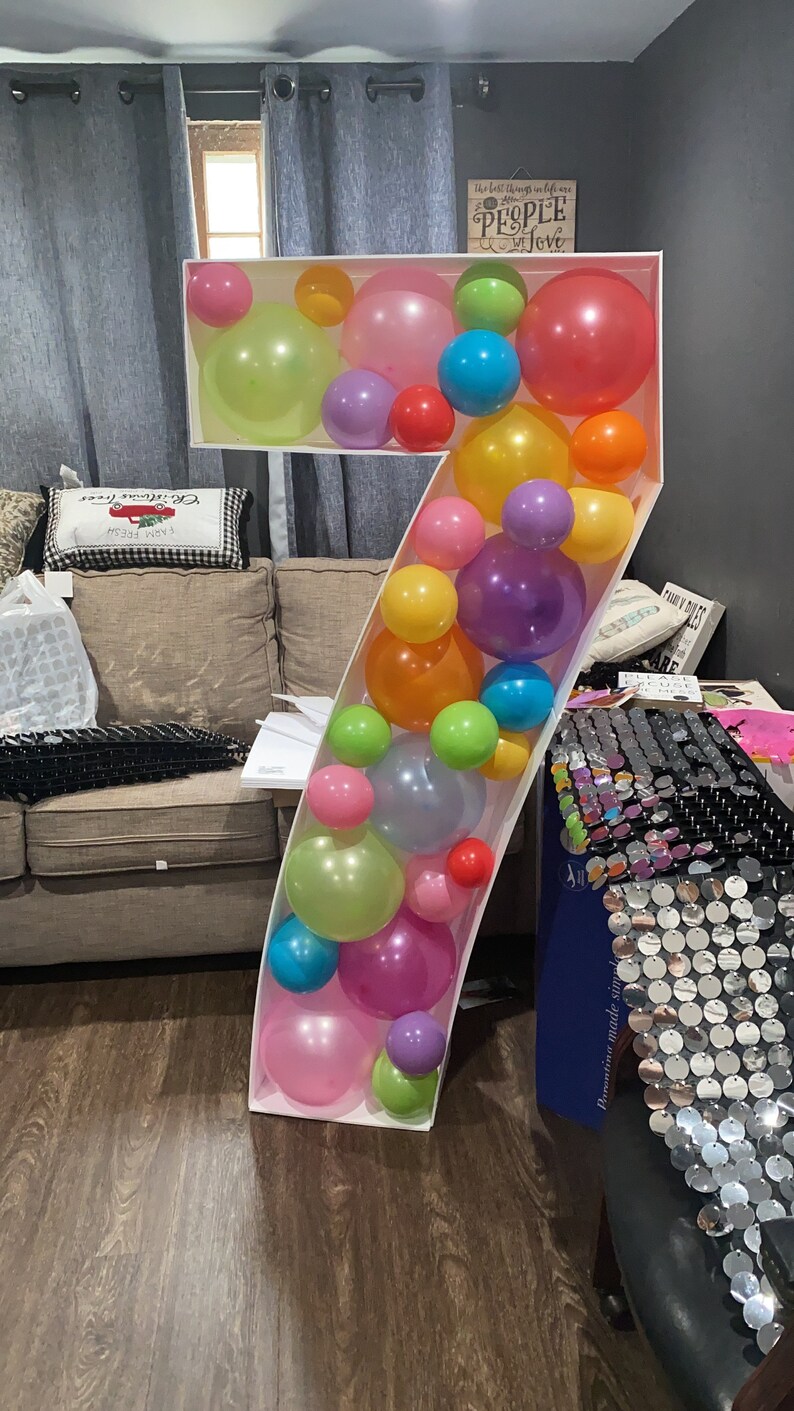 FANCY Number 7, Balloon Mosaic Template, Seven, Mosaic Number Template ...