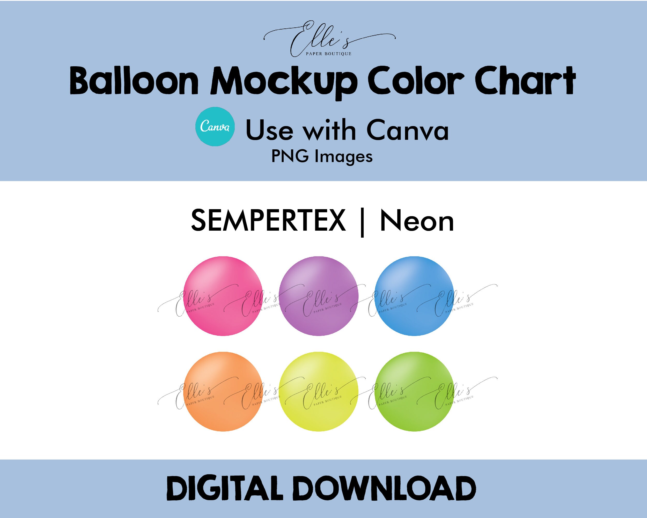 Sempertex Neon Colors, Balloon Mockup Color Chart, BUNDLE Balloon ...