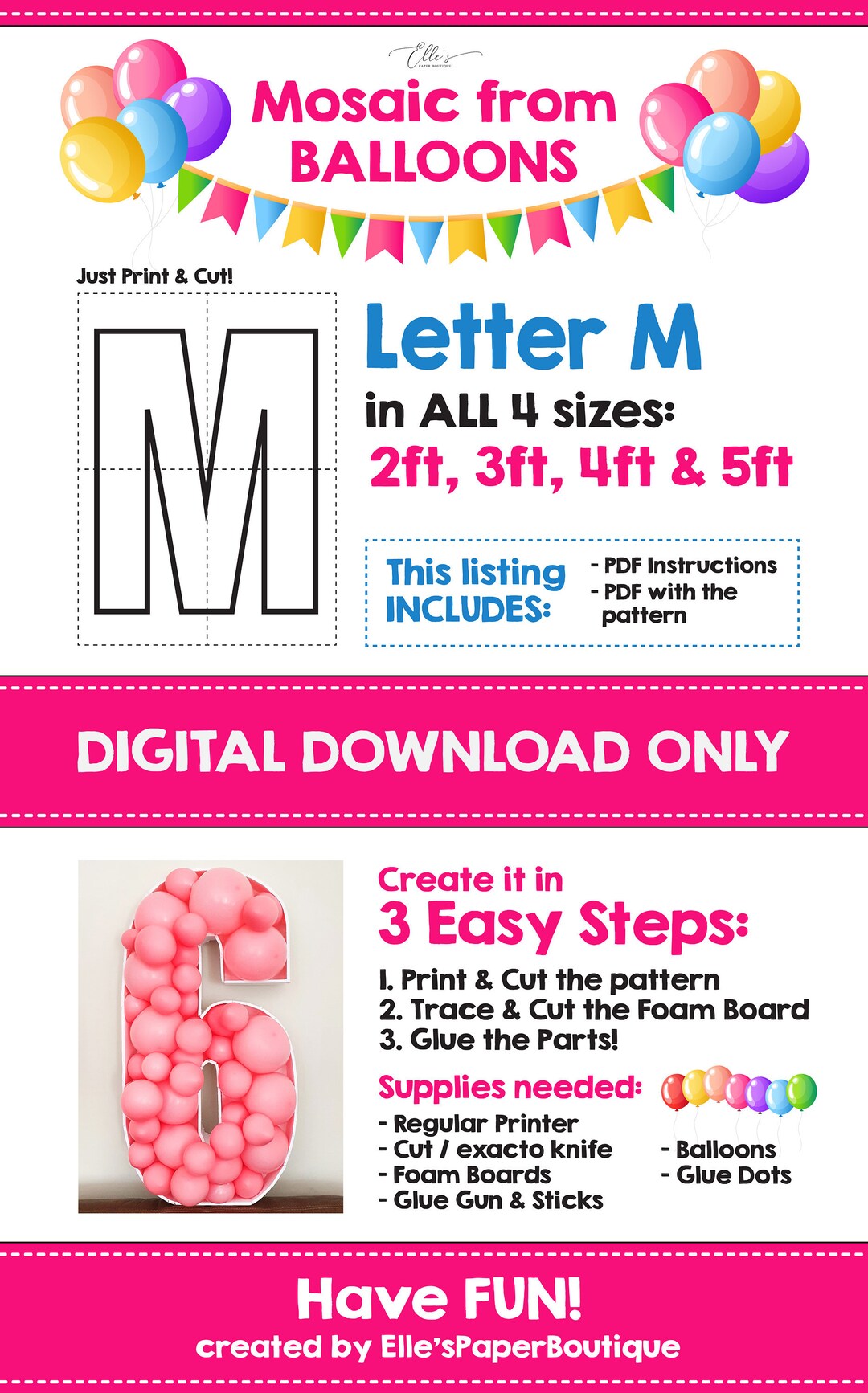 Mosaic Letter M, Mosaic Letters, Mosaic From Balloons, Balloon Mosaic ...