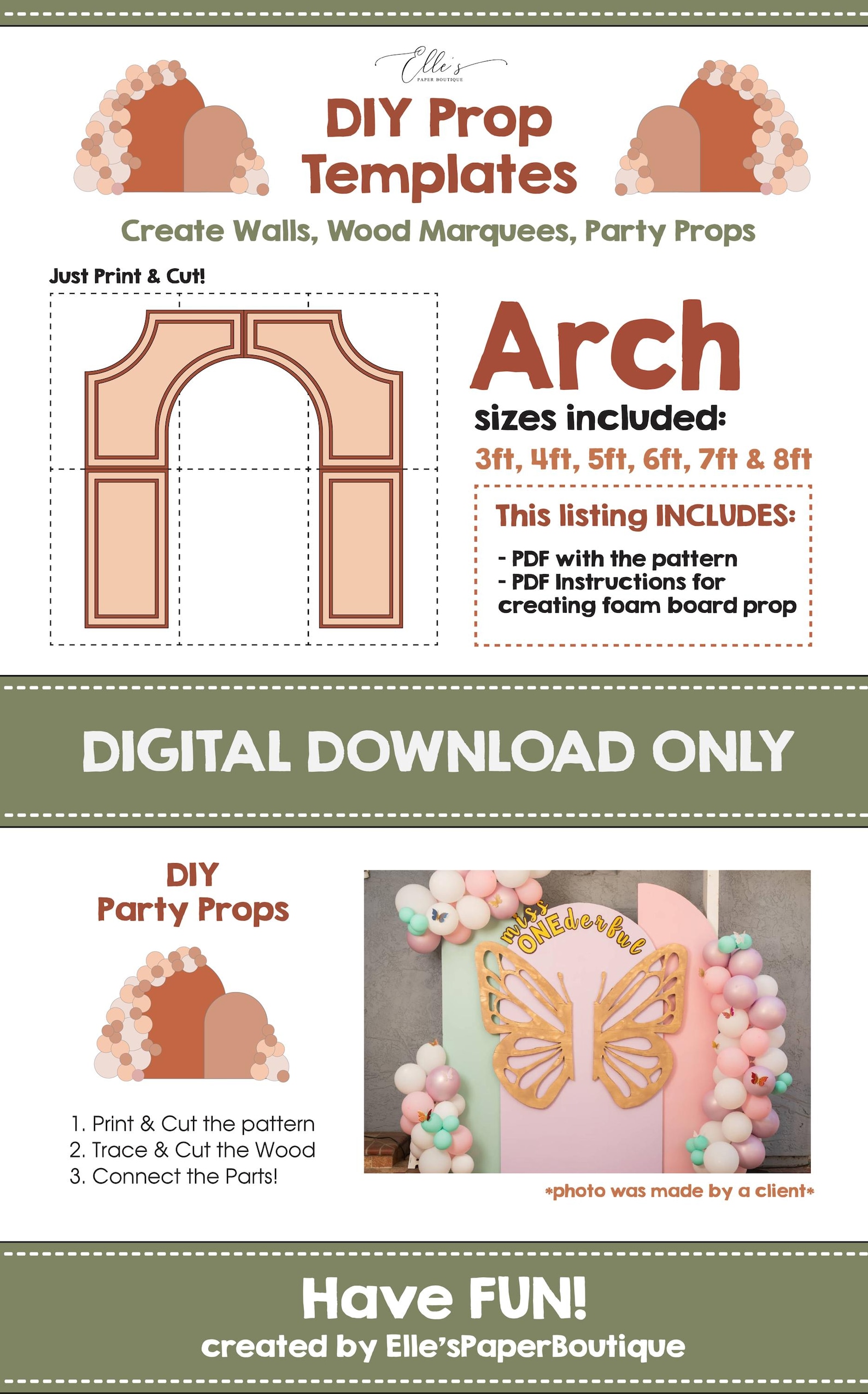 Decorative Arch Template, Elegant Arch Backdrop Template, Wedding Arch ...