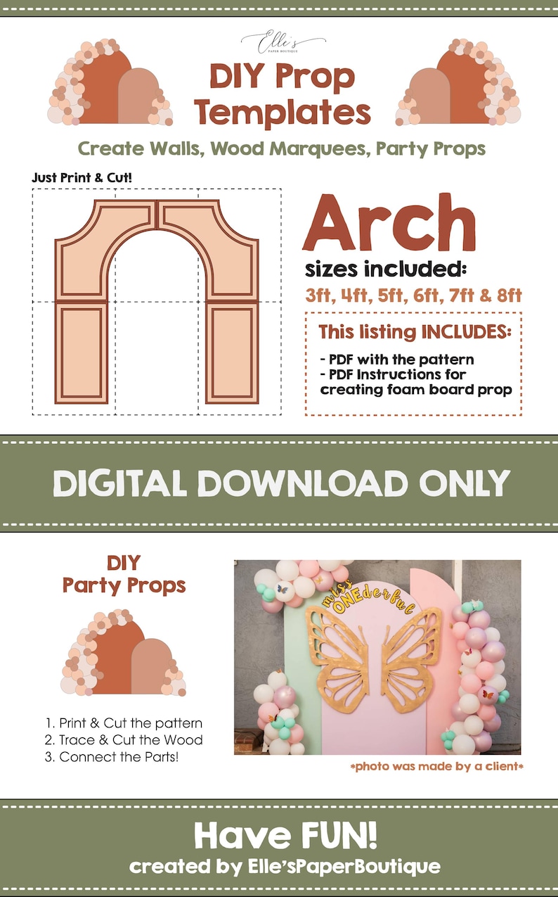 Decorative Arch Template, Elegant Arch Backdrop Template, Wedding Arch ...
