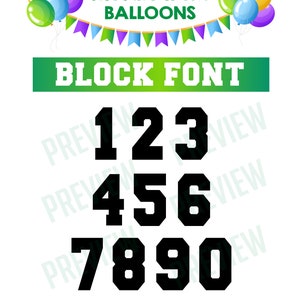 ALL Numbers - 5ft, BLOCK Font, Balloon Mosaic Template, Mosaic Numbers ...