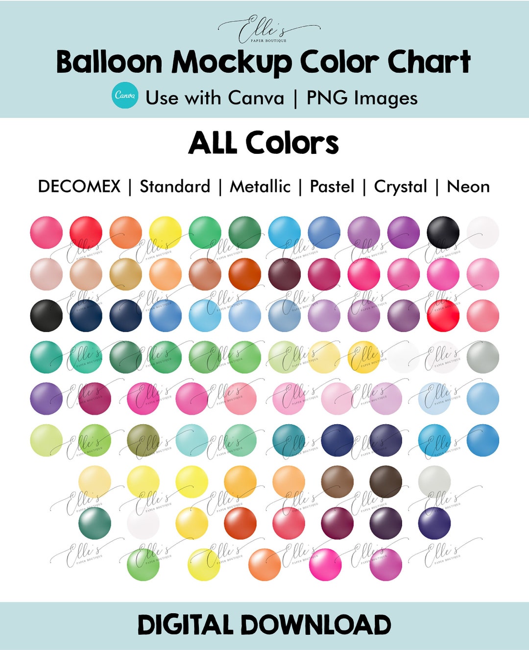 Decomex All Balloon Colors, Balloon Mockup Color Chart, Balloon Mockup ...
