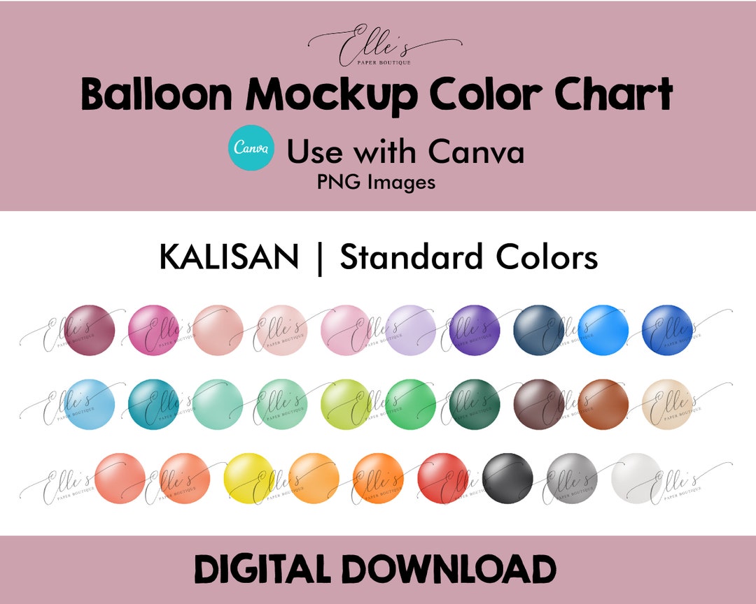 Kalisan Standard Balloon Colors Balloon Mockup Color Chart - Etsy