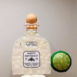 Tequila Bottle Mosaic Template, Party Bottle Mosaic From Balloons ...