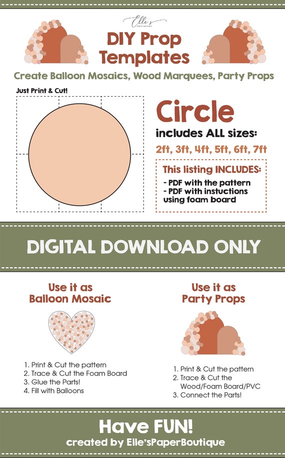 Circle Prop Template Circle Backdrop Template Circle Mosaic - Etsy