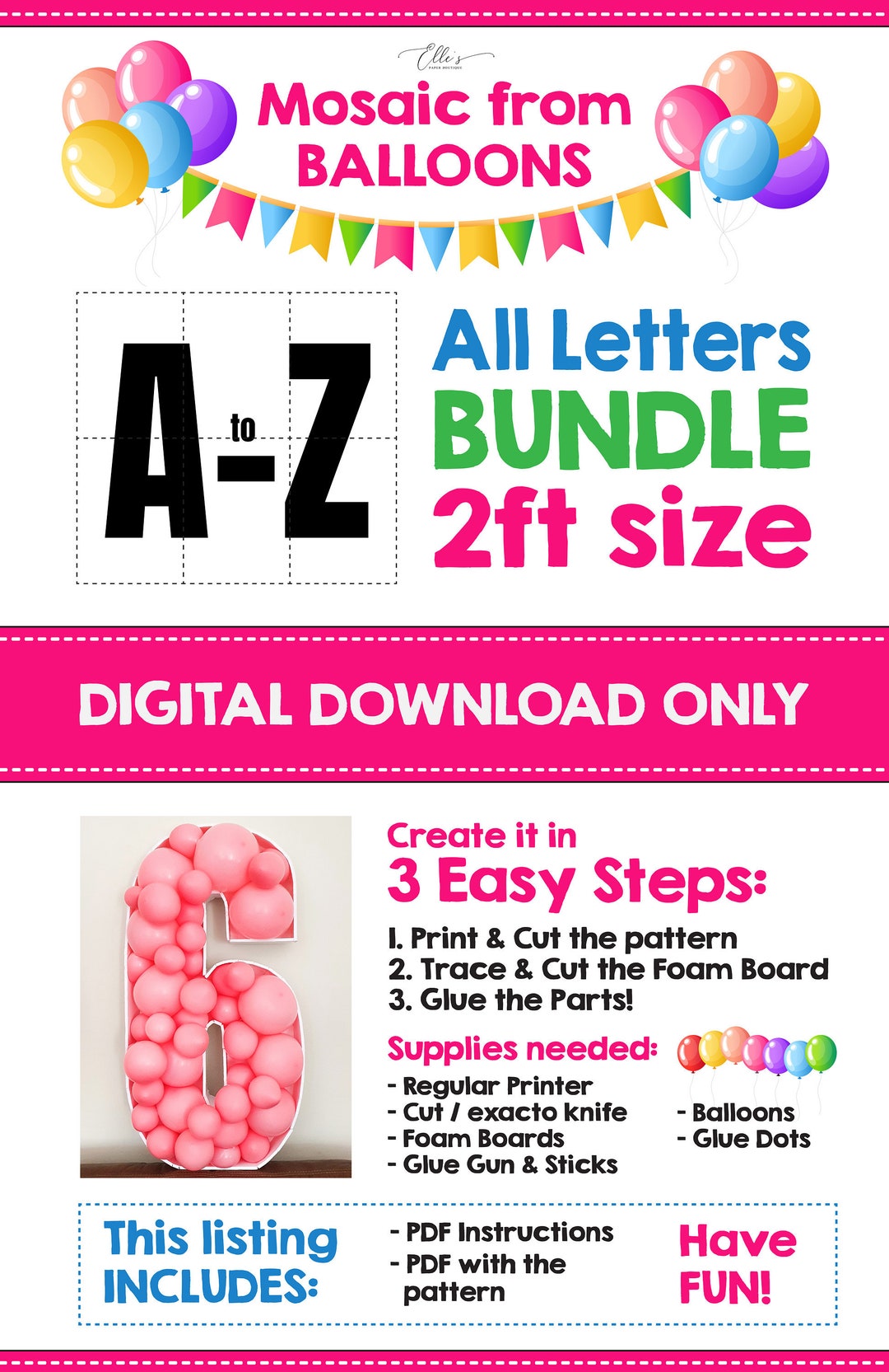 Mosaic Letters, 2ft All Letters, Mosaic Letters, BUNDLE, Mosaic From ...