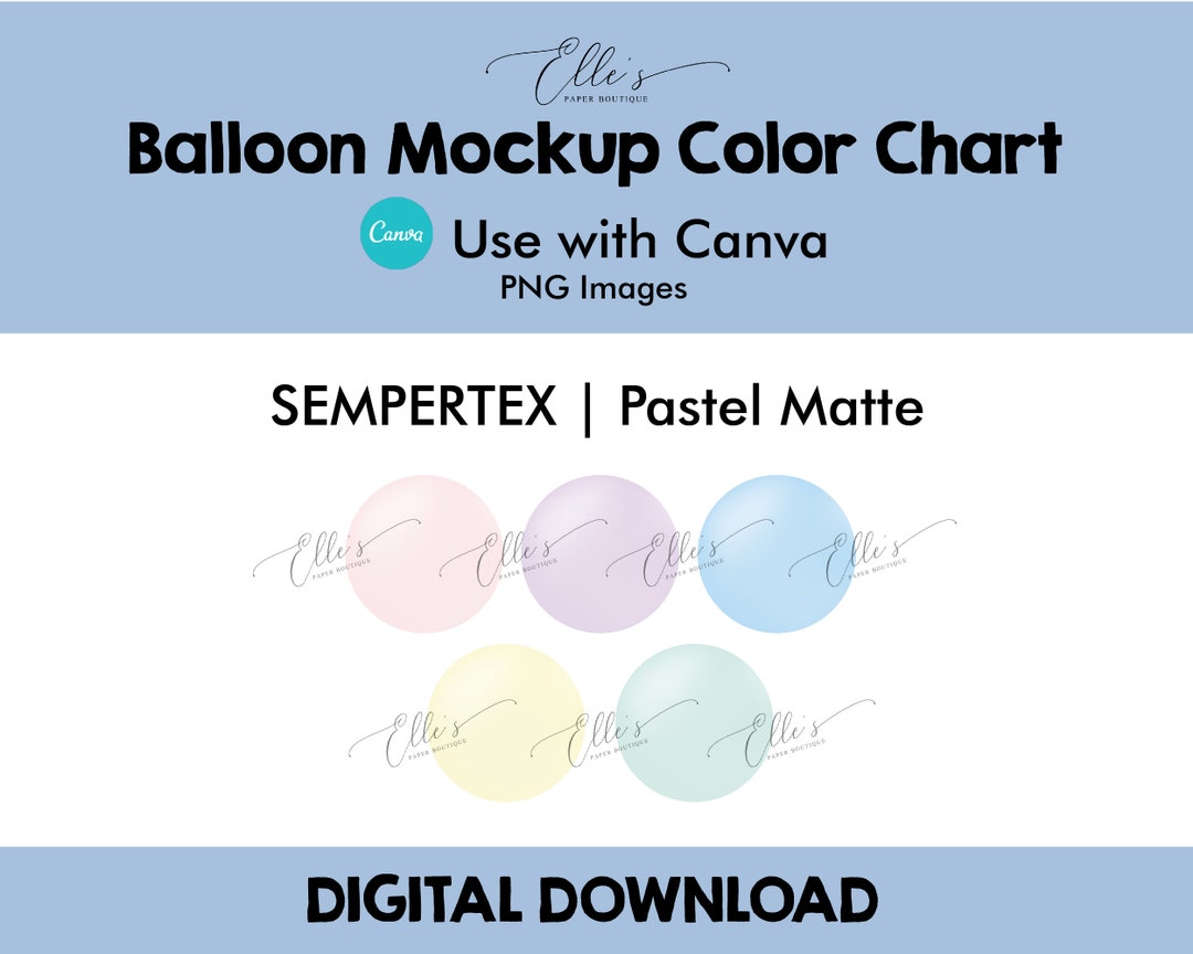 Sempertex Pastel Matte Colors, Balloon Mockup Color Chart, BUNDLE ...