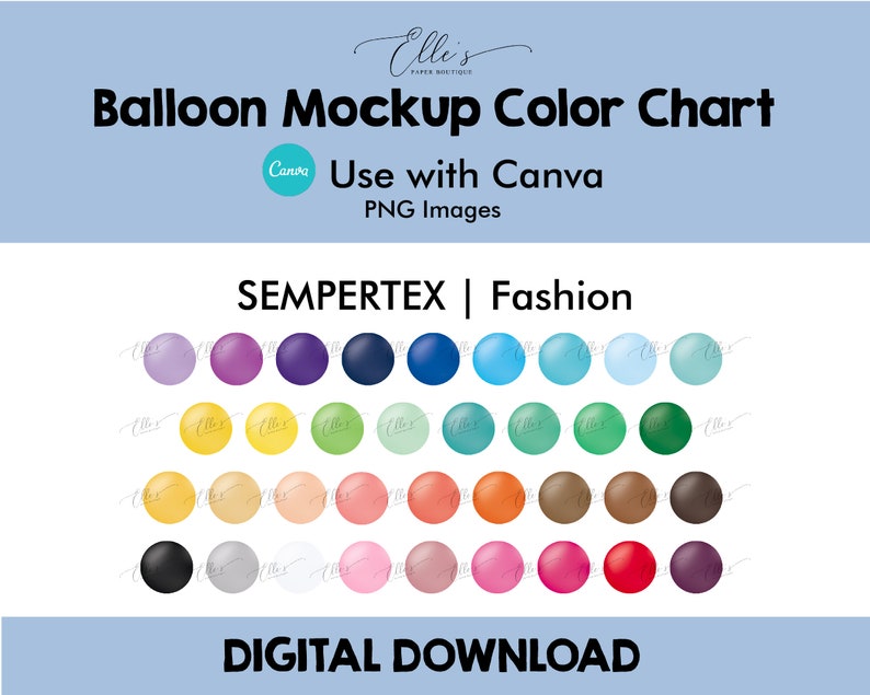Sempertex Fashion Colors Balloon Mockup Color Chart Balloon - Etsy