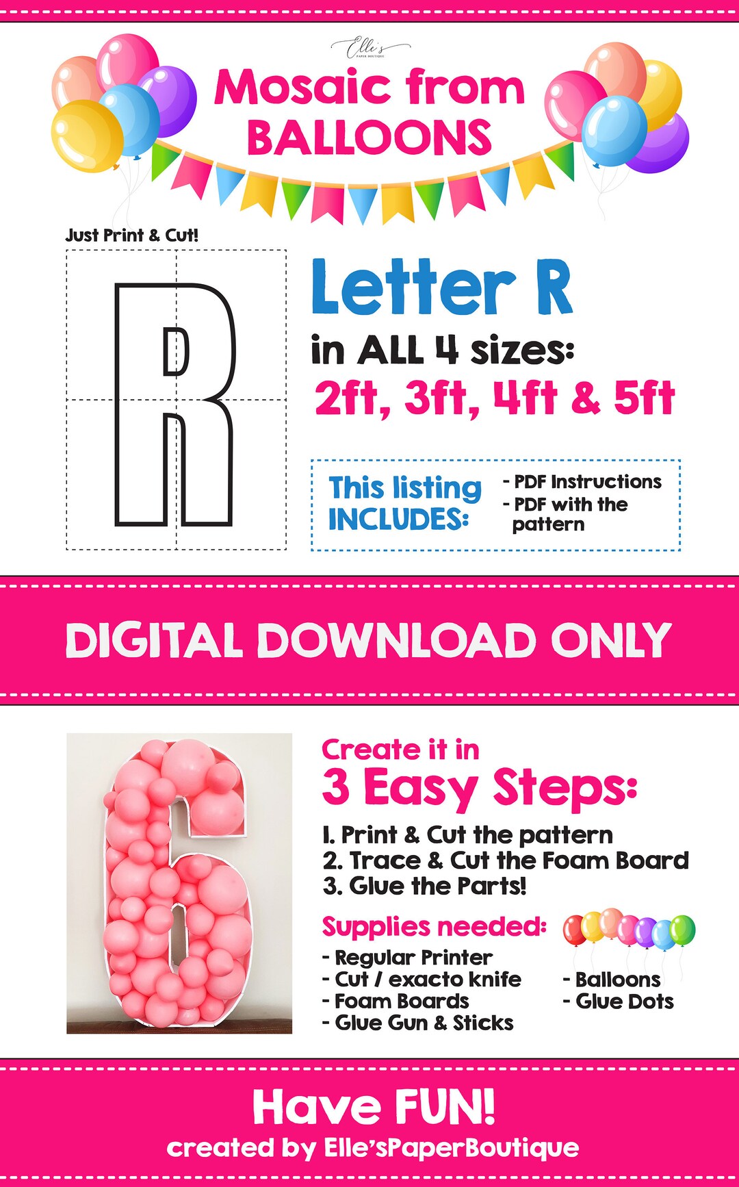 Mosaic Letter R, Mosaic Letters, Mosaic Templates, Mosaic From Balloons ...