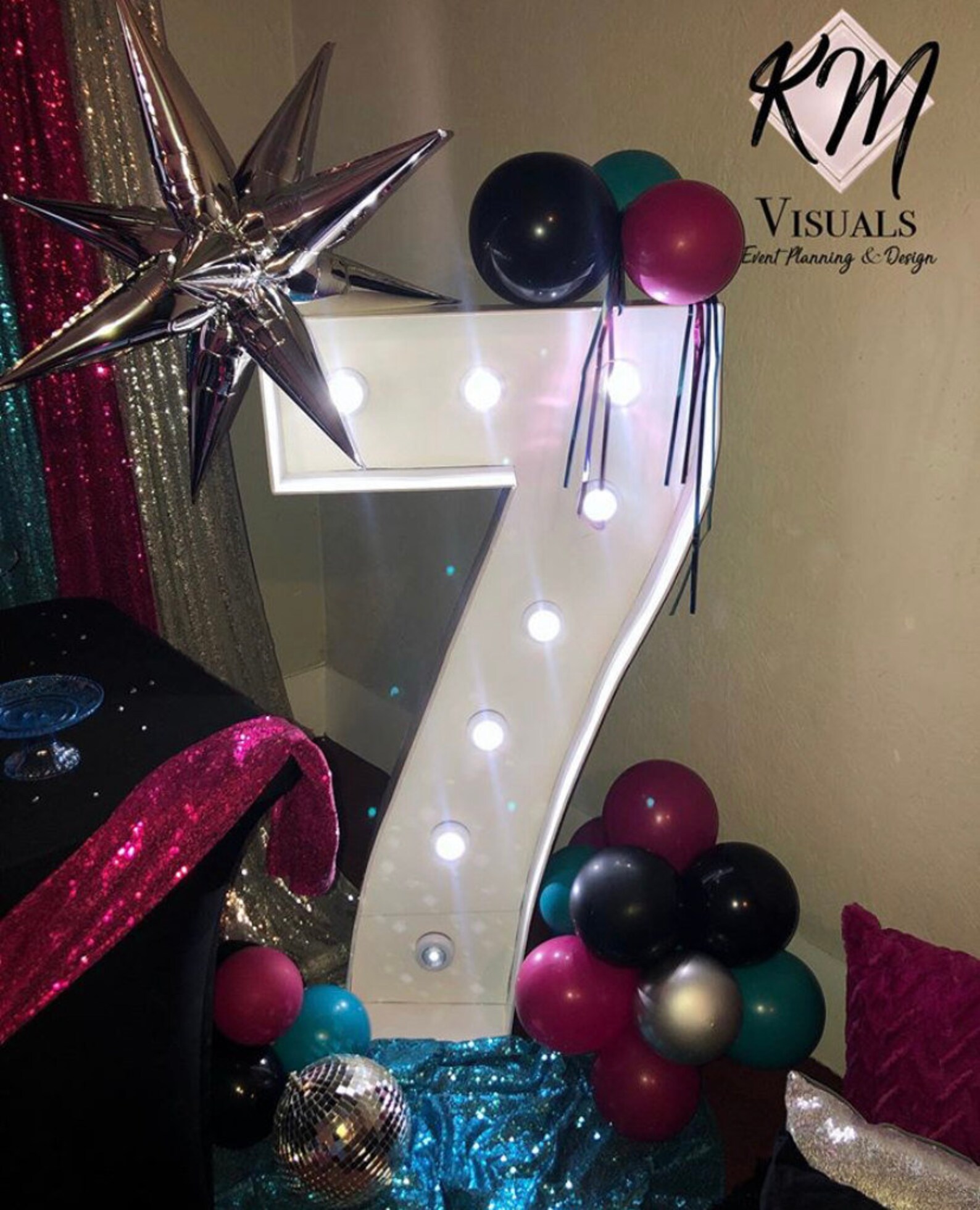 FANCY Number 7, Balloon Mosaic Template, Seven, Mosaic Number Template ...