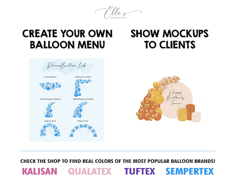 6 Balloon Garland Mockups, Canva Template, Party Scene Creator, Canva ...