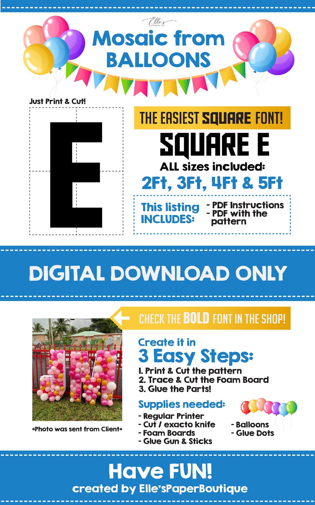 Mosaic Letter E - Square Letter E, Mosaic Letters, Wood Marquee Letters ...