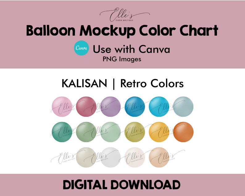 Kalisan Retro Balloon Colors, Balloon Mockup Color Chart, Balloon ...