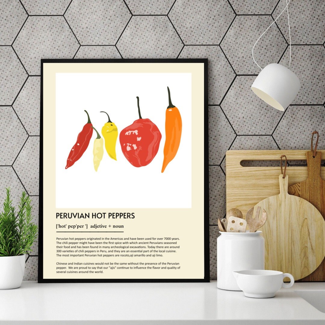 Peruvian Aji Pepper Art Print, Latin Kitchen Wall Decor, Rocoto Poster ...