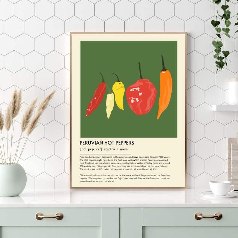 Peruvian Aji Poster, Peruvian Hot Pepper, Aji Amarillo, Peru Art, Peru ...