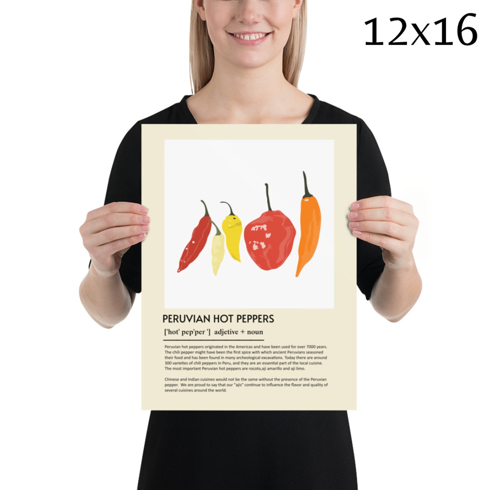 Peruvian Aji Pepper Art Print, Latin Kitchen Wall Decor, Rocoto Poster ...
