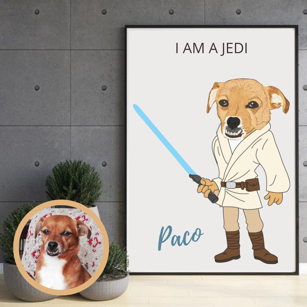 Custom Luke Skywalker Pet Portrait, Star Wars Pet Portrait, Custom Pet ...
