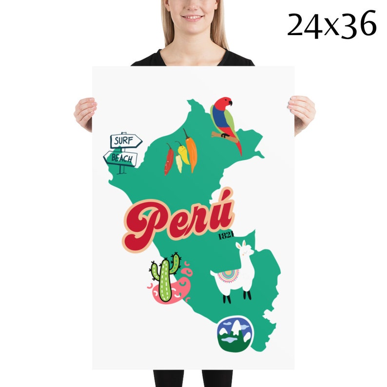 Peru Map Art Poster Peru Art Peru Print Peru Wall Art Peru - Etsy