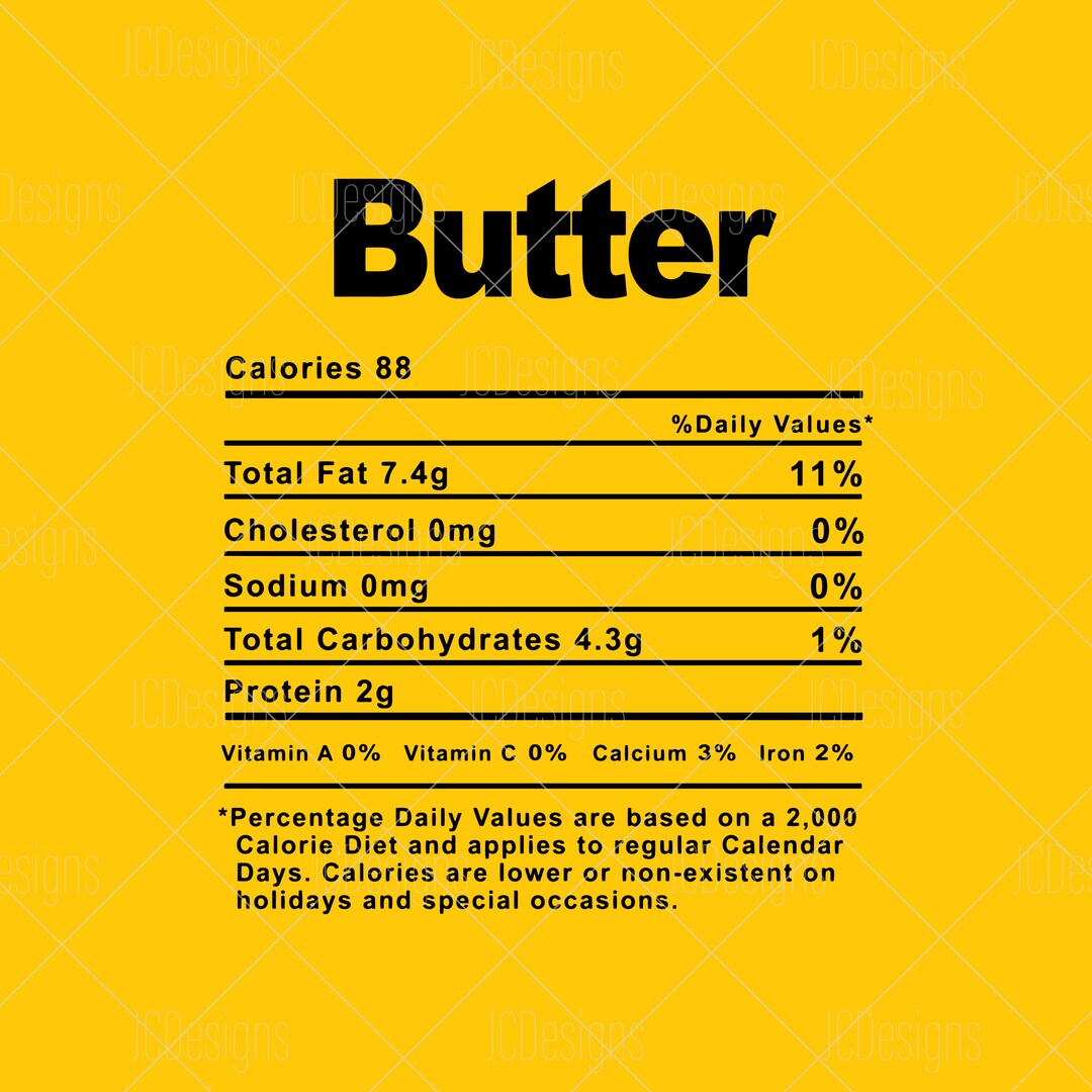 Butter Food Nutrition Facts SVG - Holiday Christmas Thanksgiving Party ...