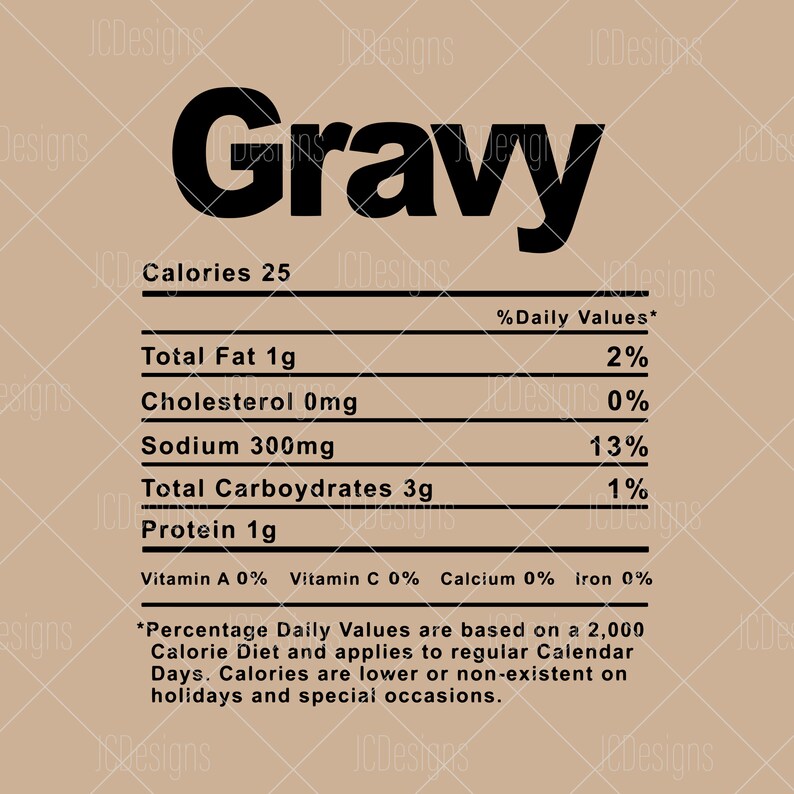 Gravy Food Nutrition Facts SVG Holiday Christmas - Etsy