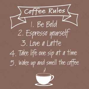 Coffee Rules - SVG EPS PNG Vector - Digital Design - Etsy