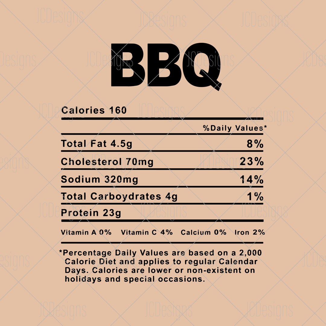BBQ Food Nutrition Facts SVG - Holiday Christmas Thanksgiving Party ...