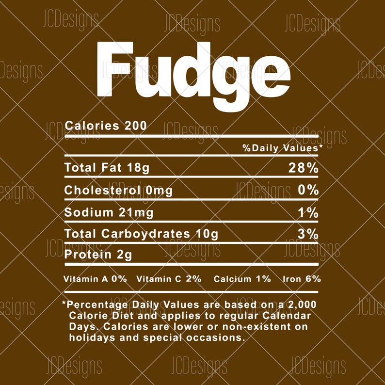 Fudge Food Nutrition Facts SVG - Holiday Christmas Thanksgiving Party ...