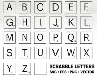 Scrabble Letters Alphabet Set A-Z Wooden Printable Art - Etsy