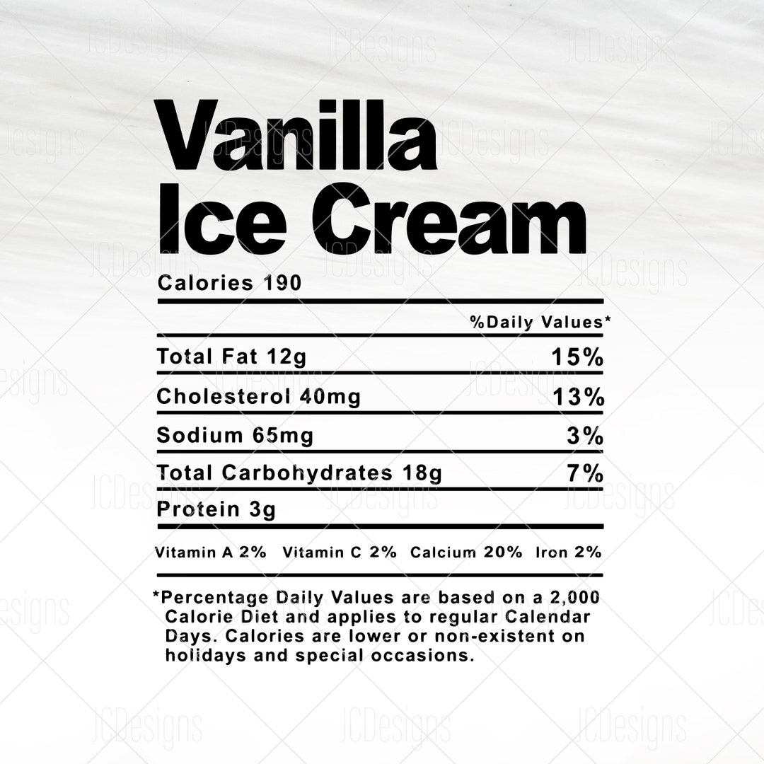 Vanilla Ice Cream Food Nutrition Facts SVG - Holiday Christmas ...