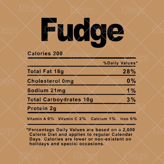 Fudge Food Nutrition Facts SVG Holiday Christmas - Etsy