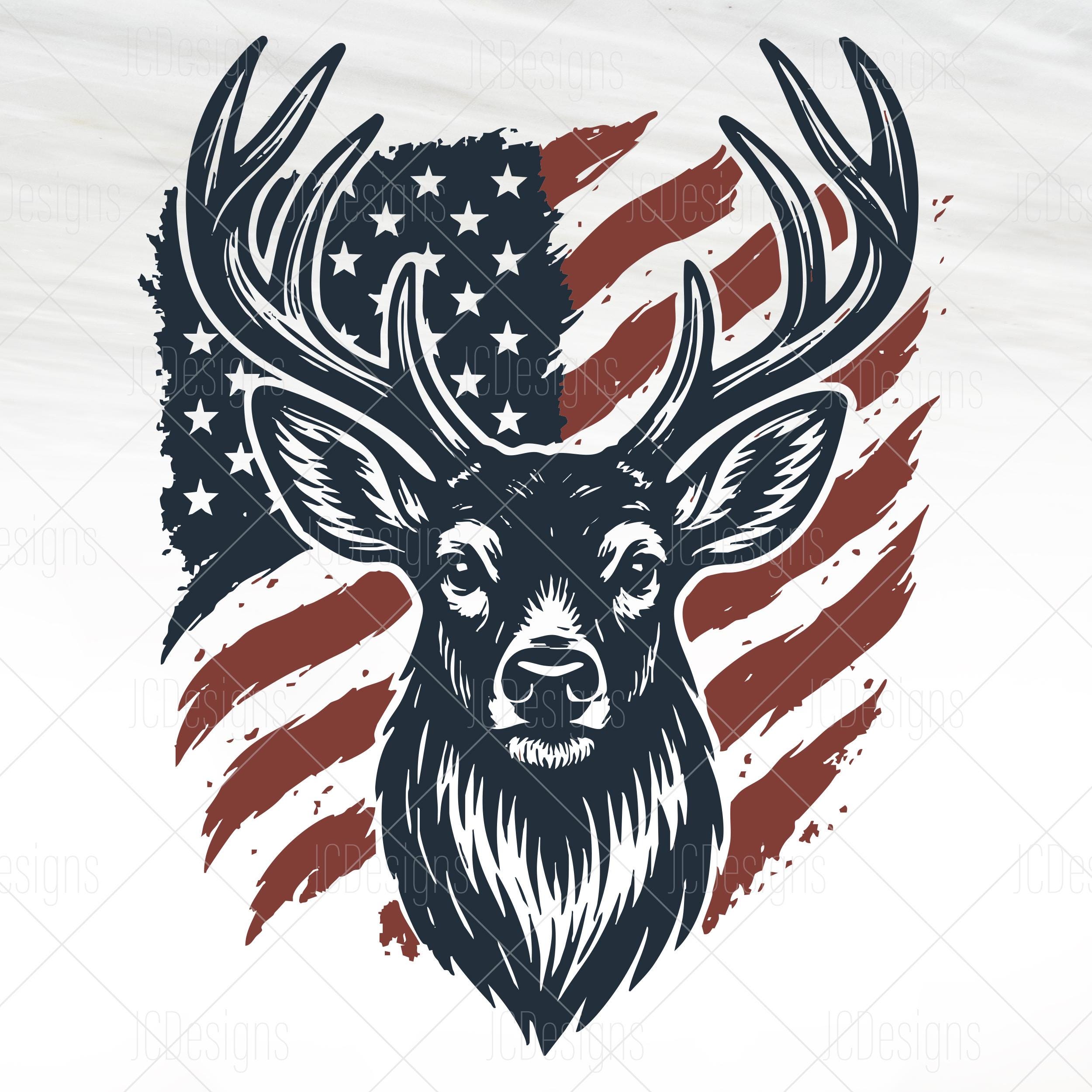 Buck and Stripes SVG - Buck With US Flag SVG – Deer Antlers Svg – Deer ...