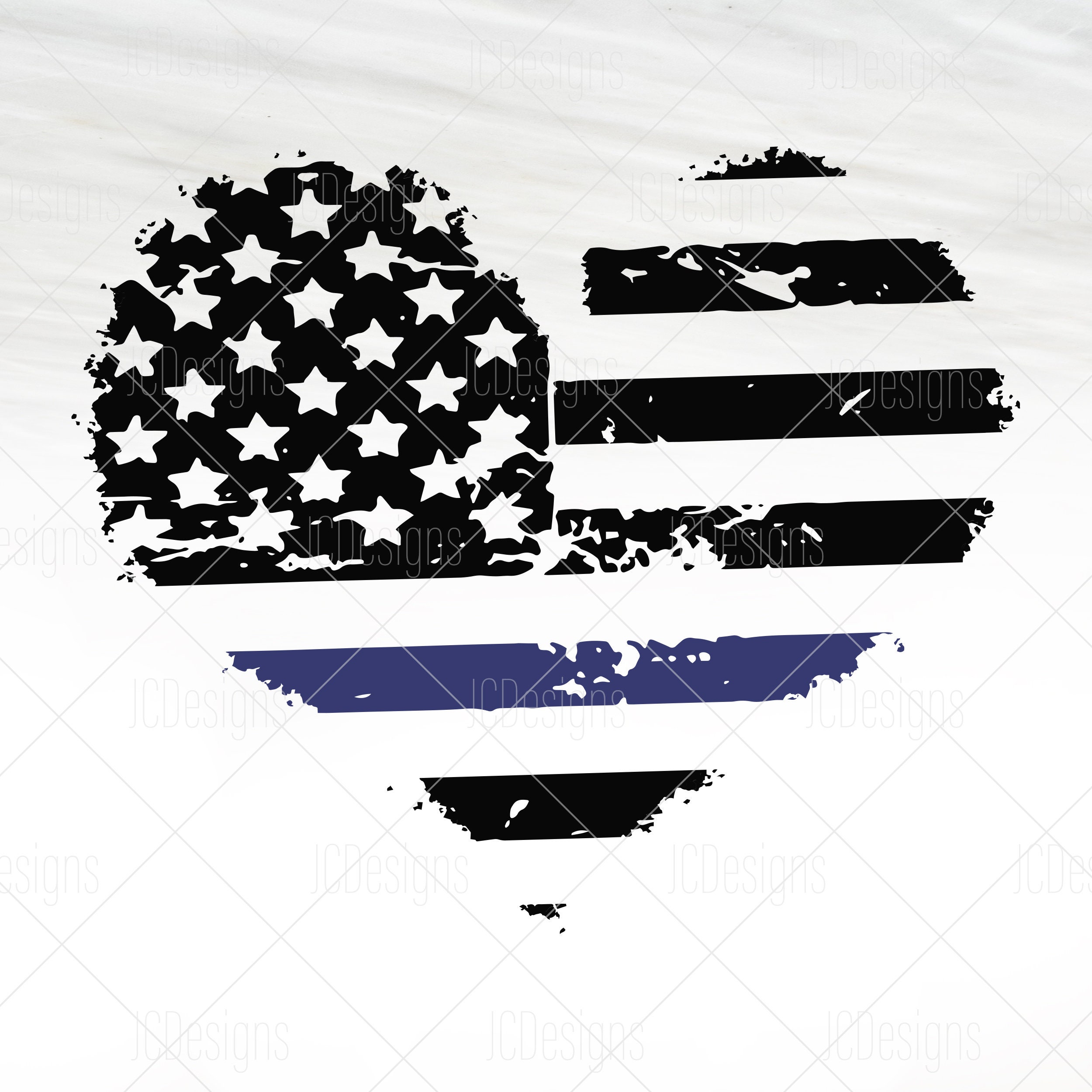 Back the Blue Heart SVG - Blue Line Heart SVG - USA American Heart Flag ...