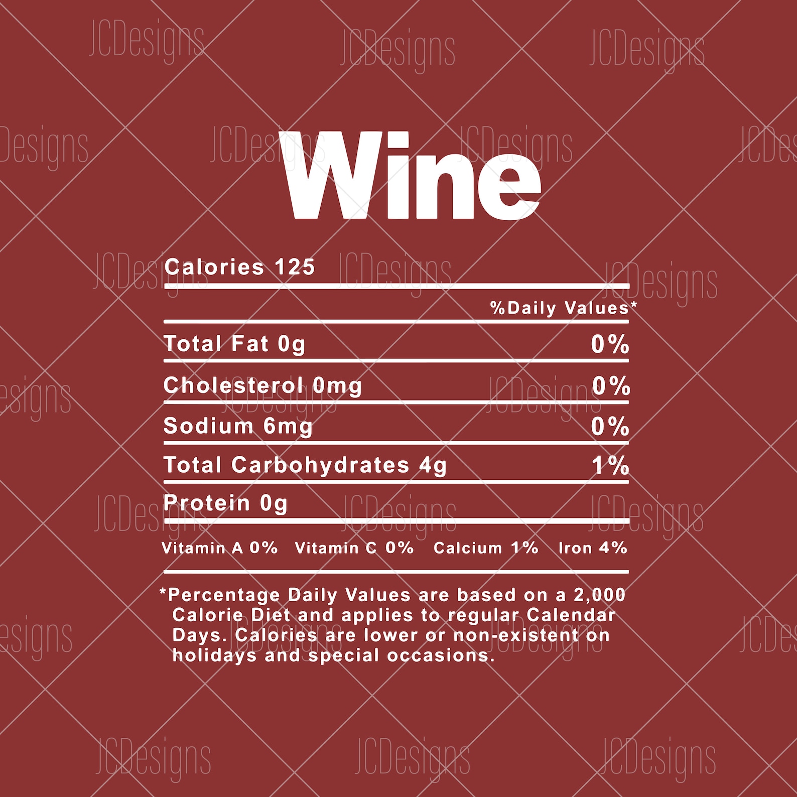 Wine Food Nutrition Facts SVG - Holiday Christmas Thanksgiving Party ...