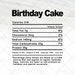 Birthday Cake Food Nutrition Facts SVG - Holiday Christmas Thanksgiving ...