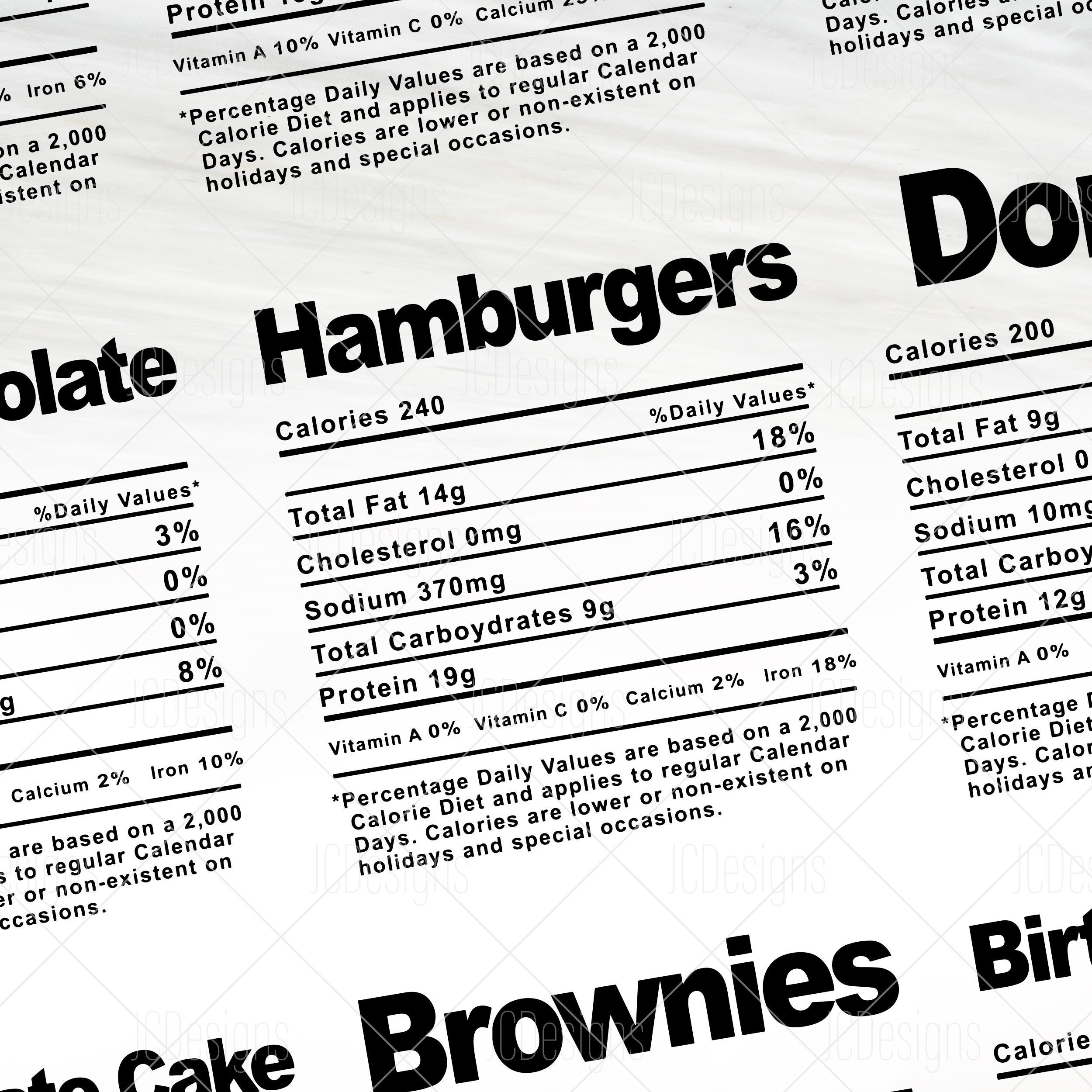 15 Party Nutrition Food Facts Bundle - Party Holiday Christmas ...