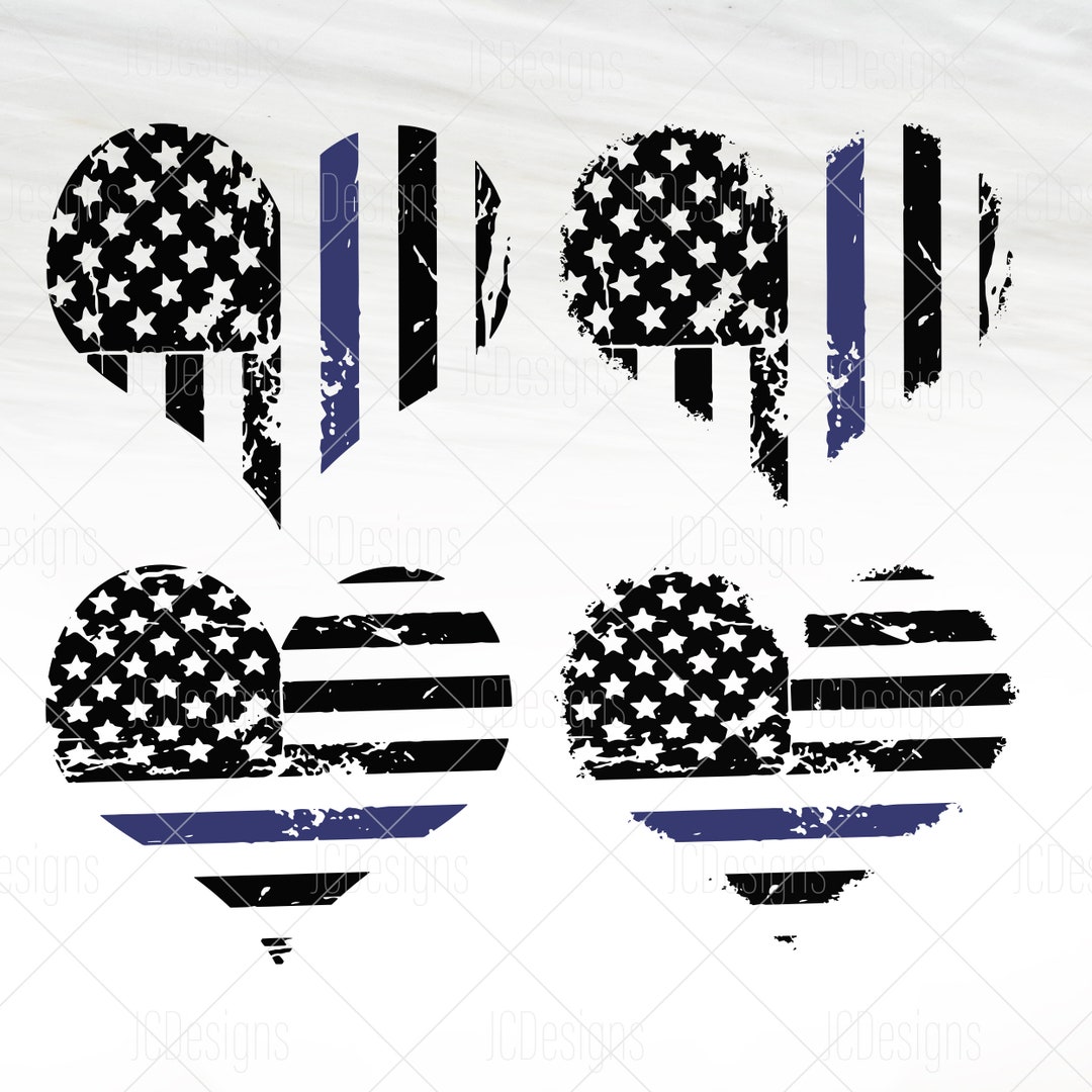 Back the Blue Heart SVG - Blue Line Heart SVG - USA American Heart Flag ...