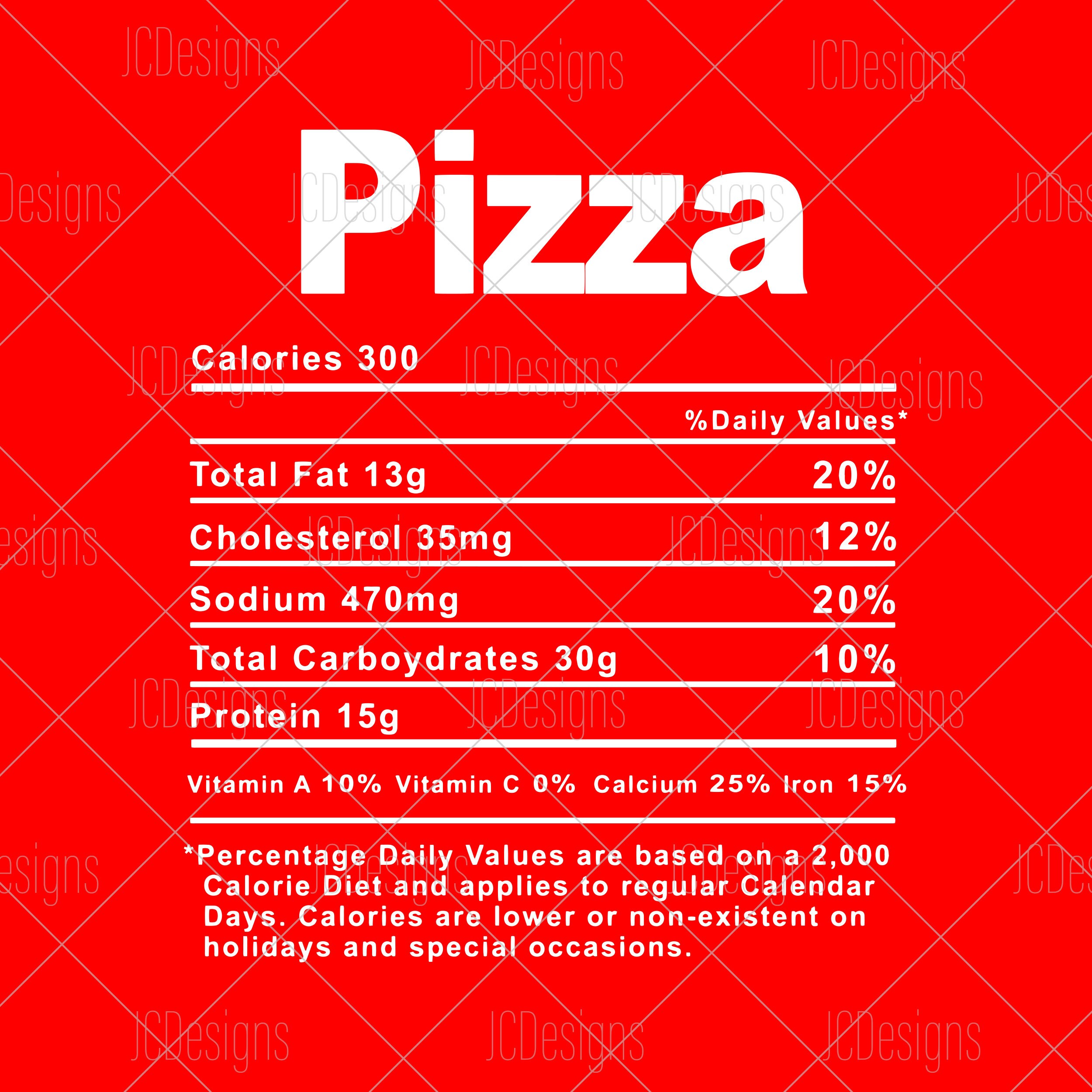 Pizza Food Nutrition Facts SVG - Holiday Christmas Thanksgiving Party ...