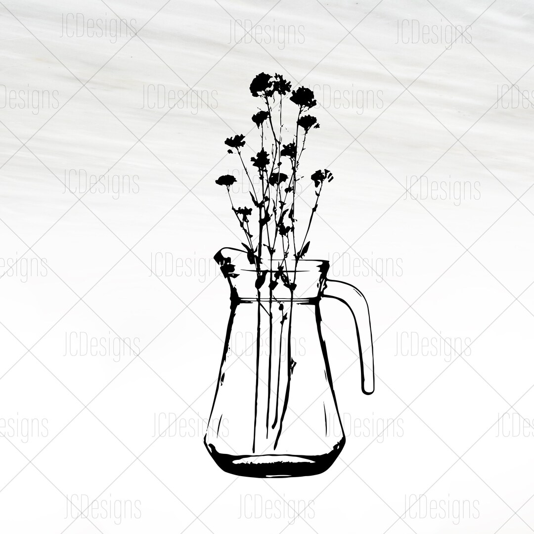 Wild Flowers in Water Pitcher SVG - Flower Vase SVG - Svg Eps Png ...