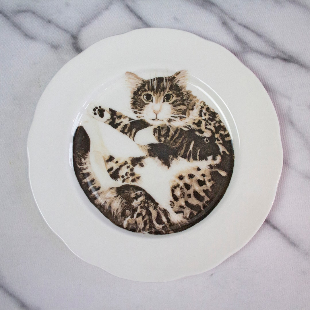 Cute Painted Tabby Cat Plate Mothers Day Present - Etsy