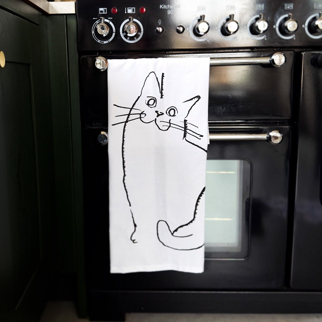 Cute Cat Design Tea Towel - Etsy