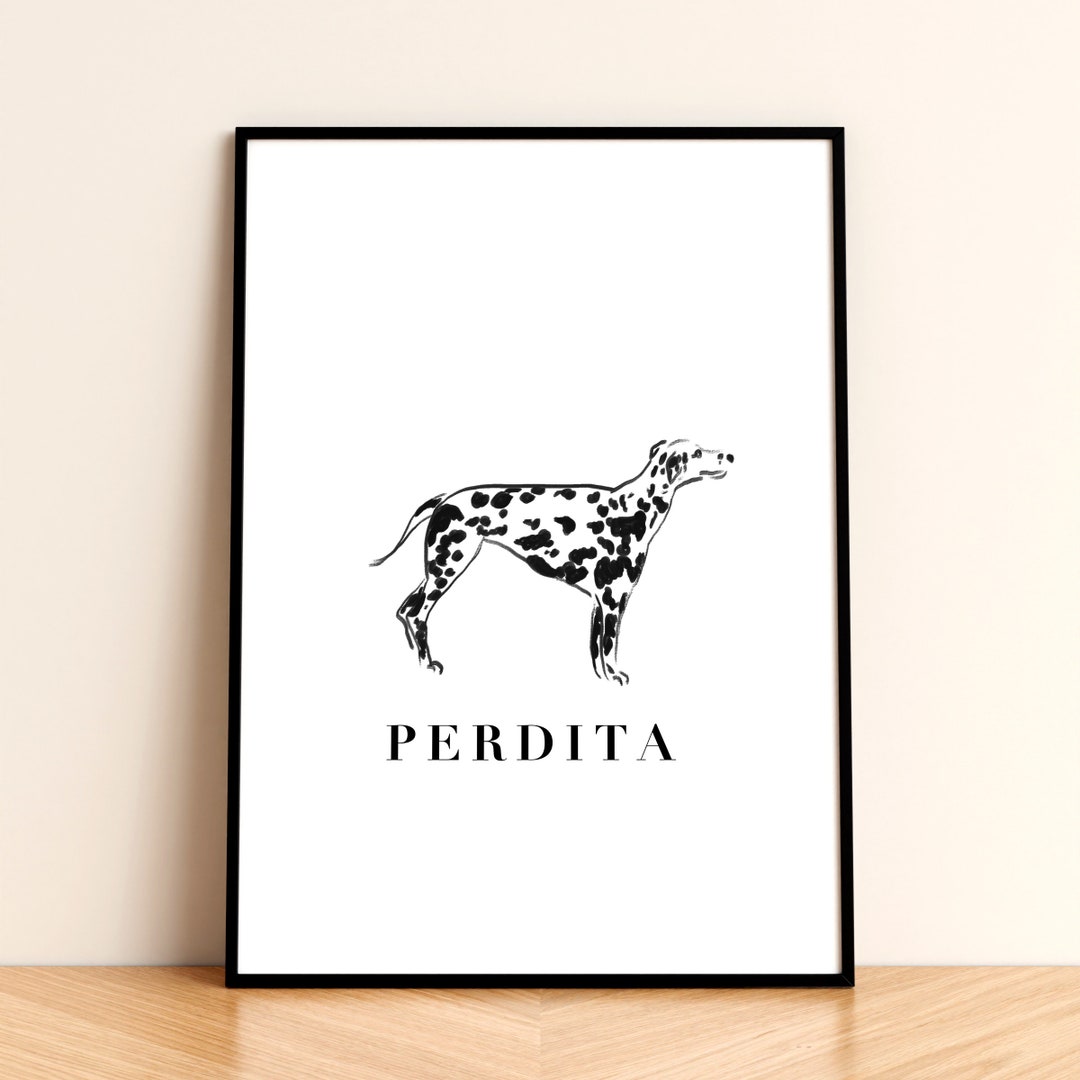 Personalised Dalmatian Dog Poster – Custom Name Illustration Print, A4 ...